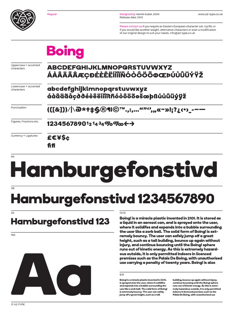 A2 Boing Font Specimen | PDF | Digital Typography | Notation