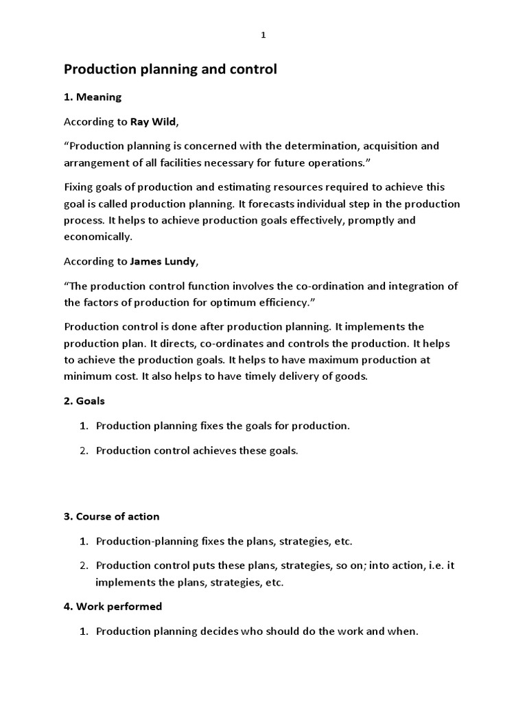 Production Planning and Control | PDF | Business Process | Planning