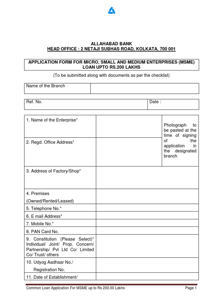 MSME Application Up To Rs.2.00 CR | PDF | Identity Document | Credit