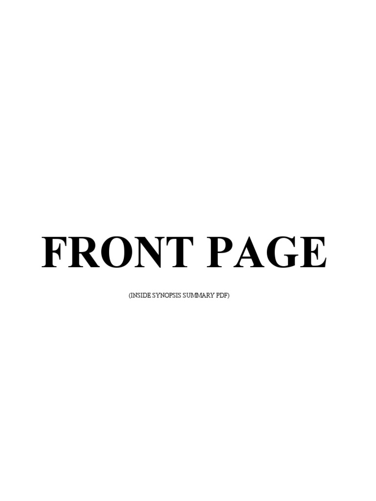 Front Page: (Inside Synopsis Summary PDF | PDF | Html | Software ...