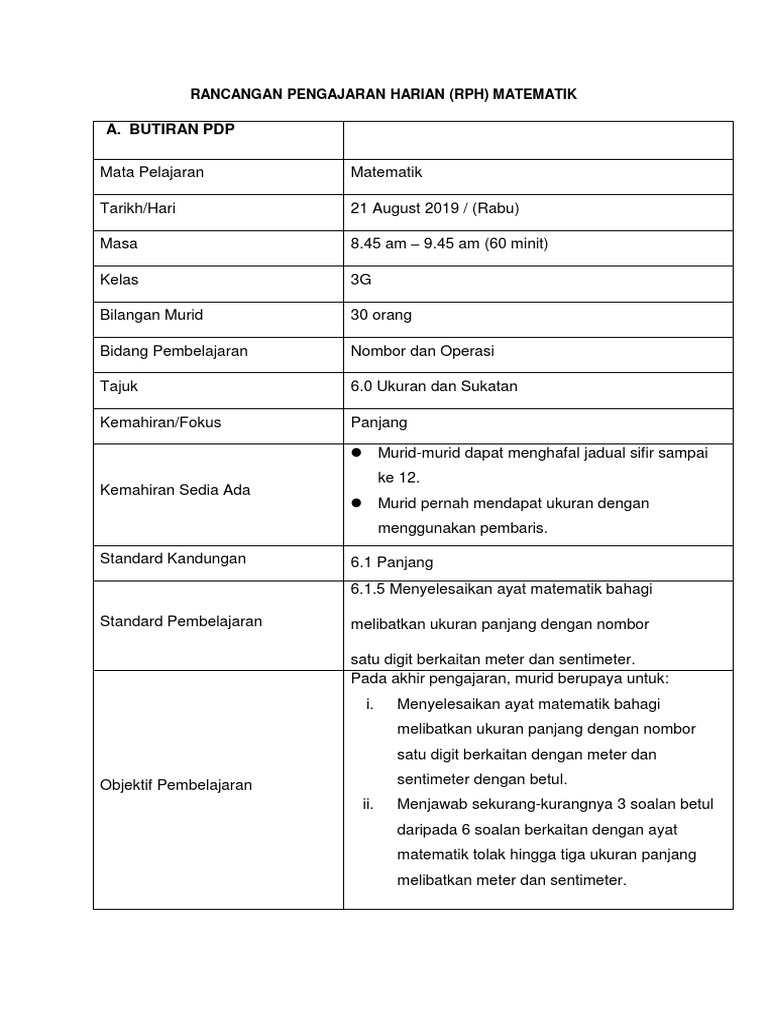 3G Matematik Bahagi Panjang Minggu 10 - Rabu | PDF