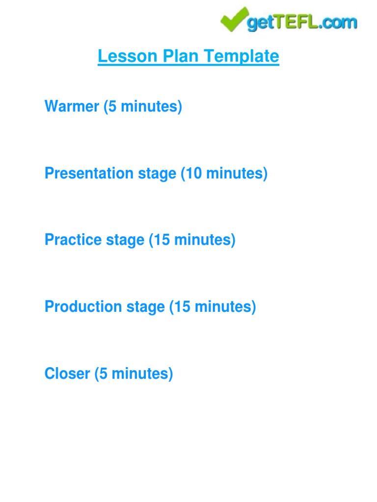 Lesson Plan Template: Warmer (5 Minutes) | PDF