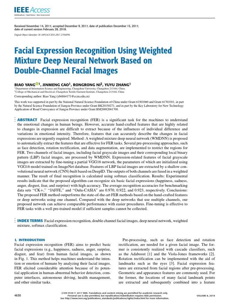 Facial Expression Recognition Using Weighted Mixture Deep Neural ...