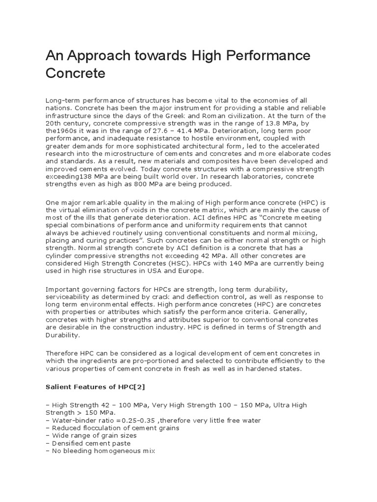 High Performance Concrete ADDITIONAL | PDF | Concrete | Cement