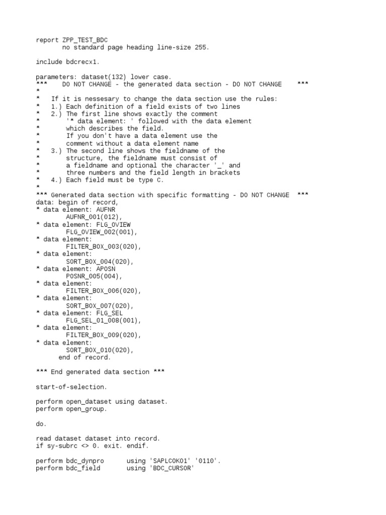 BDC Recording Co02 1 Abap | PDF | Computer Programming | Computing