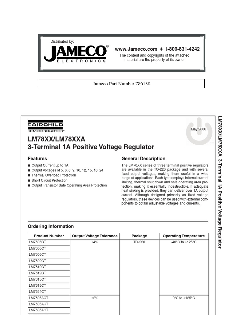 Jameco Part Number 786138: Distributed by | PDF | Power Supply ...