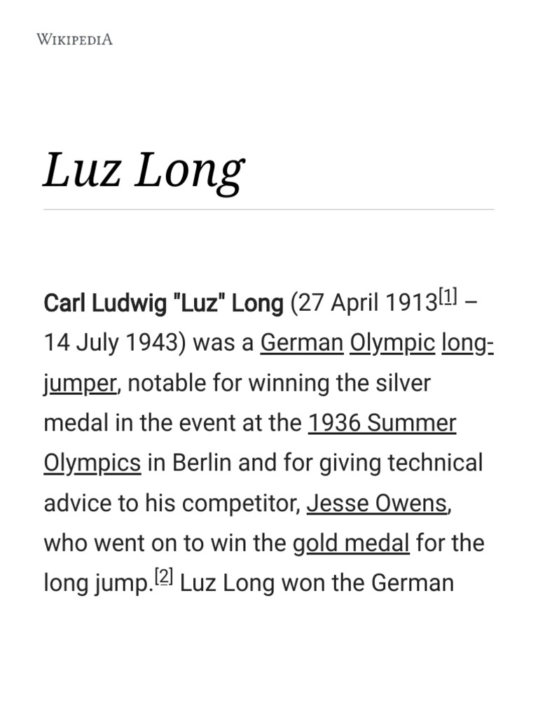 Luz Long - Wikipedia PDF | PDF | Olympic Games | Multi Sport Events