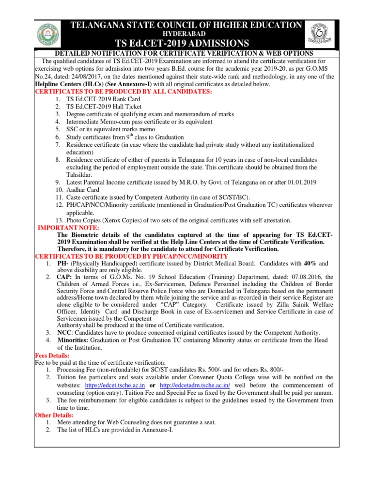 Edcet Detailed Notifaction | PDF