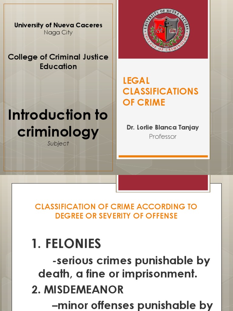 Legal Classification of Crimes | PDF | Felony | Crime & Violence