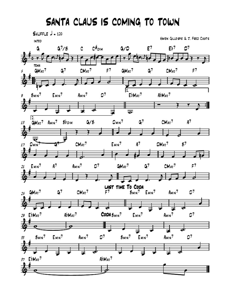 Santa Claus Is Coming To Town | PDF | Christmas Songs