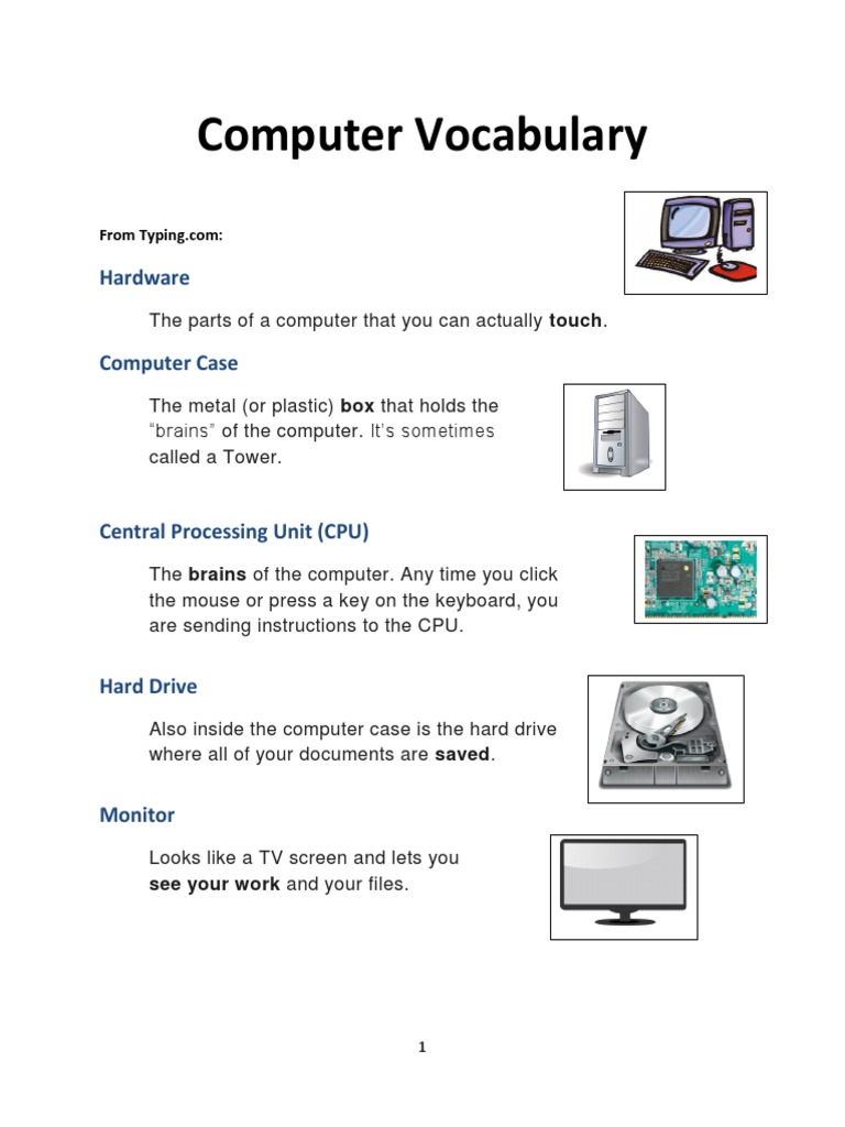 Computer Vocabulary | PDF | Computer Virus | Computer Hardware