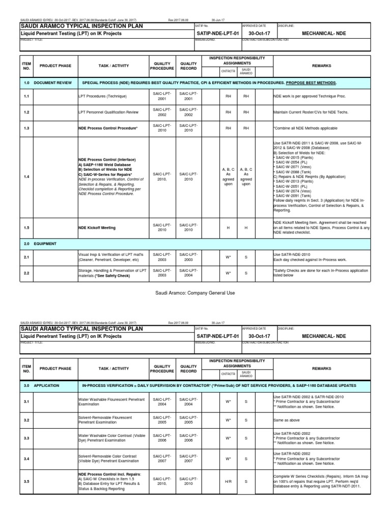 Satip Nde LPT 01 | PDF | Nondestructive Testing | General Contractor