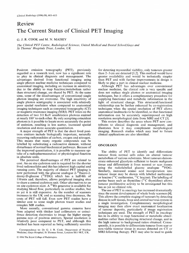 Cook Research | PDF | Positron Emission Tomography | Medical Imaging