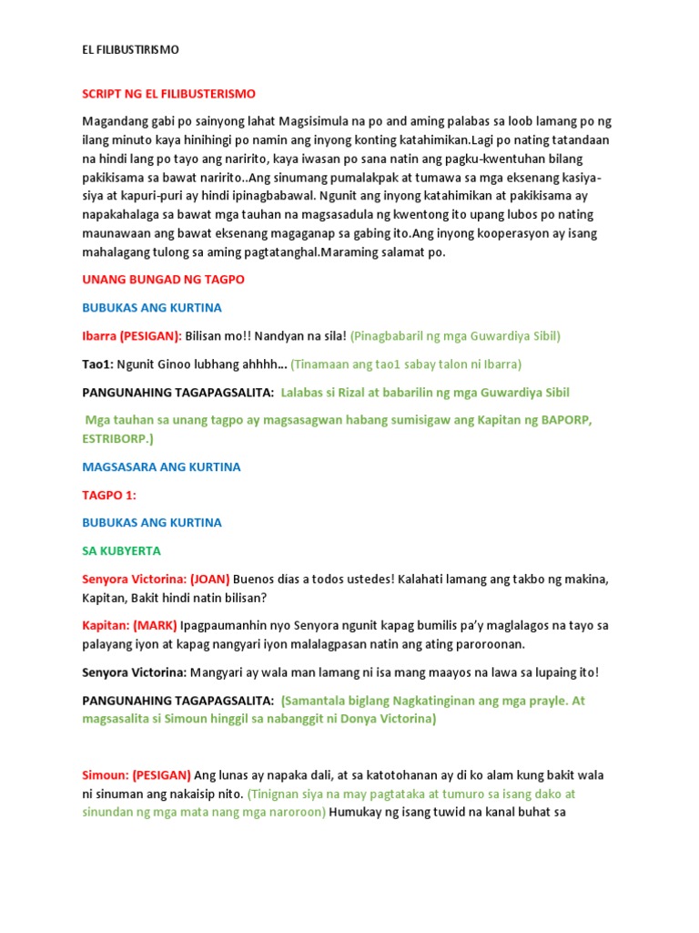 El Fili of Rizal (Final Script) | PDF