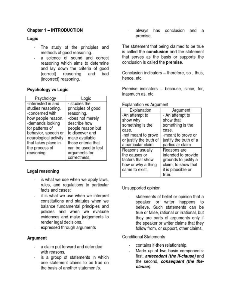 Leg Log Lex Notes | PDF | Argument | Inductive Reasoning