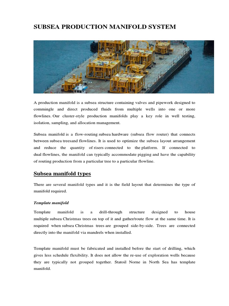Subsea Production Manifold Systems Overview | PDF | Subsea (Technology ...