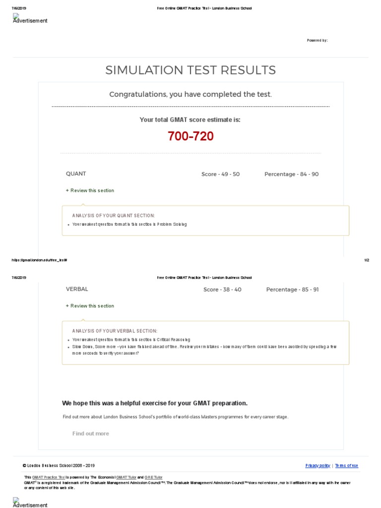 Free Online GMAT Practice Test - London Business School | PDF ...
