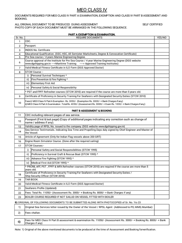 Checklist 1 | PDF | Sailor | Shipping