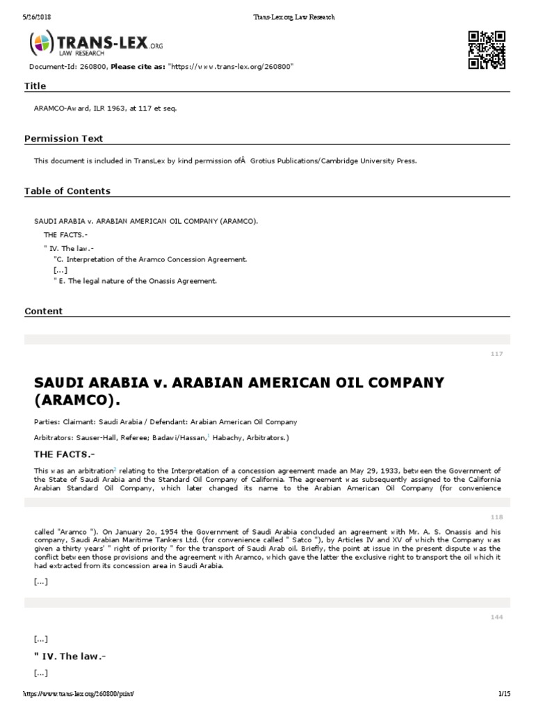 Aramco Concession Agreement Dispute | PDF | Territorial Waters | Petroleum