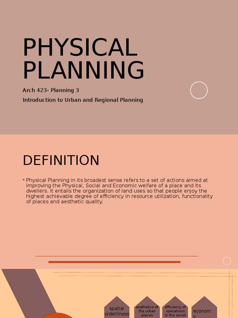 Physical Planning: Arch 423-Planning 3 Introduction To Urban and ...