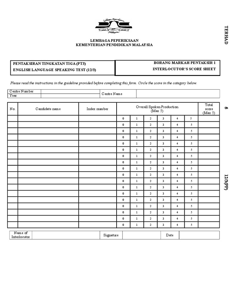 Interlocutor Assessor Forms (Latest) | PDF | Cultural Assimilation ...