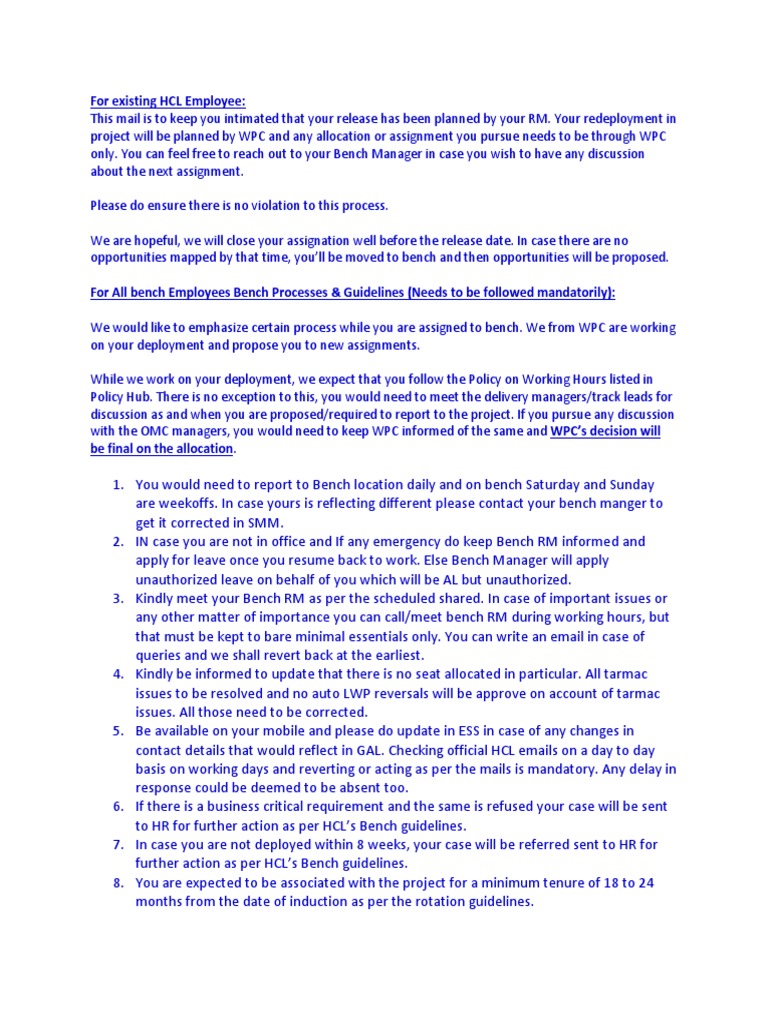 For Existing HCL Employee | PDF | Government | Business
