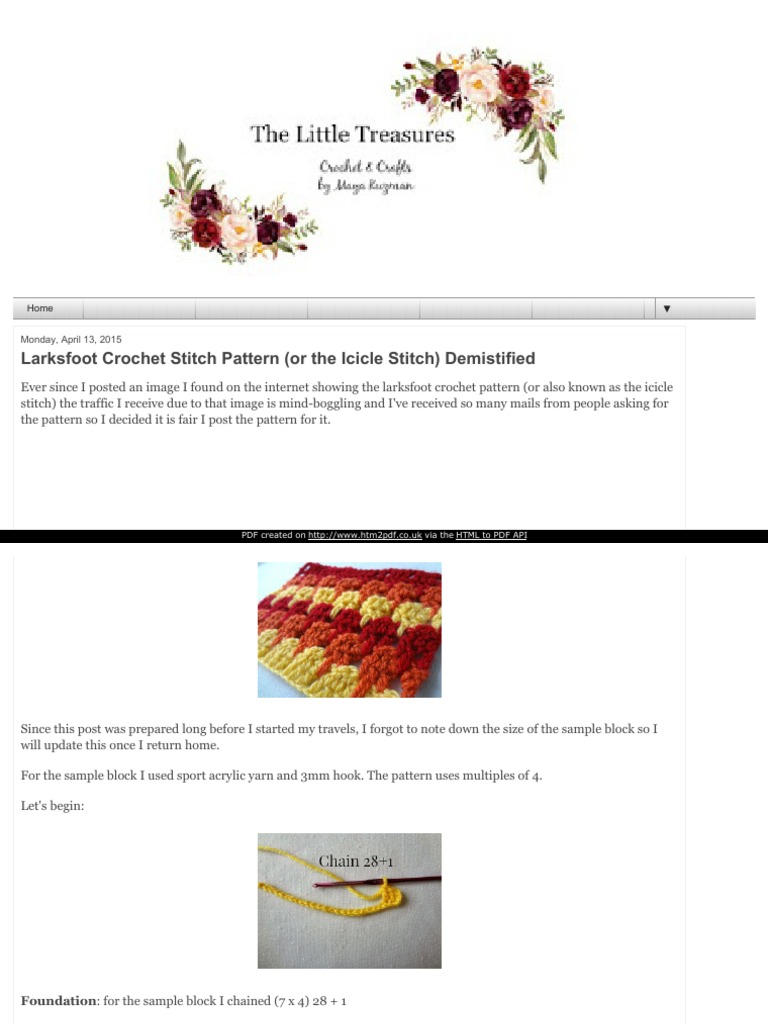 .Larksfoot Crochet Stitch Pattern PDF | PDF | Crochet | Crafts