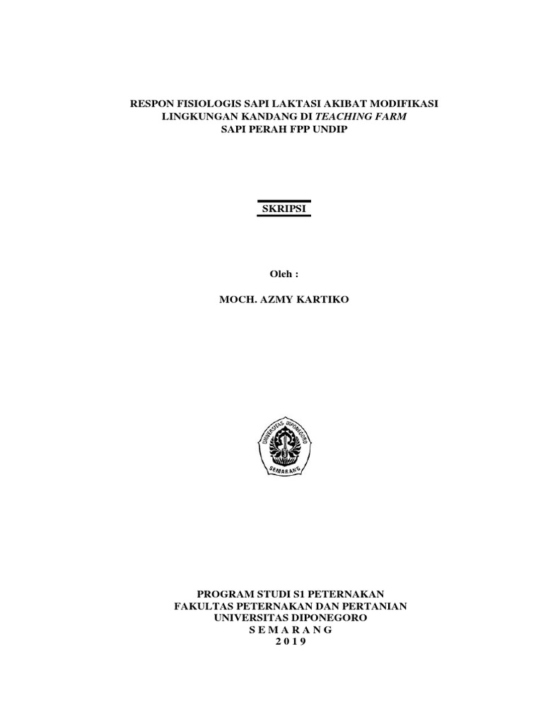 (Skripsi) Respon Fisiologis Sapi Laktasi Akibat Modifikasi Lingkungan ...