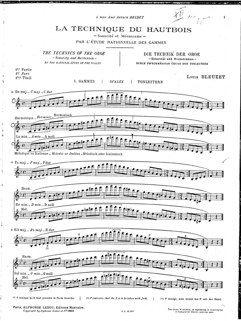 Major and Minor Scales For Oboe | PDF