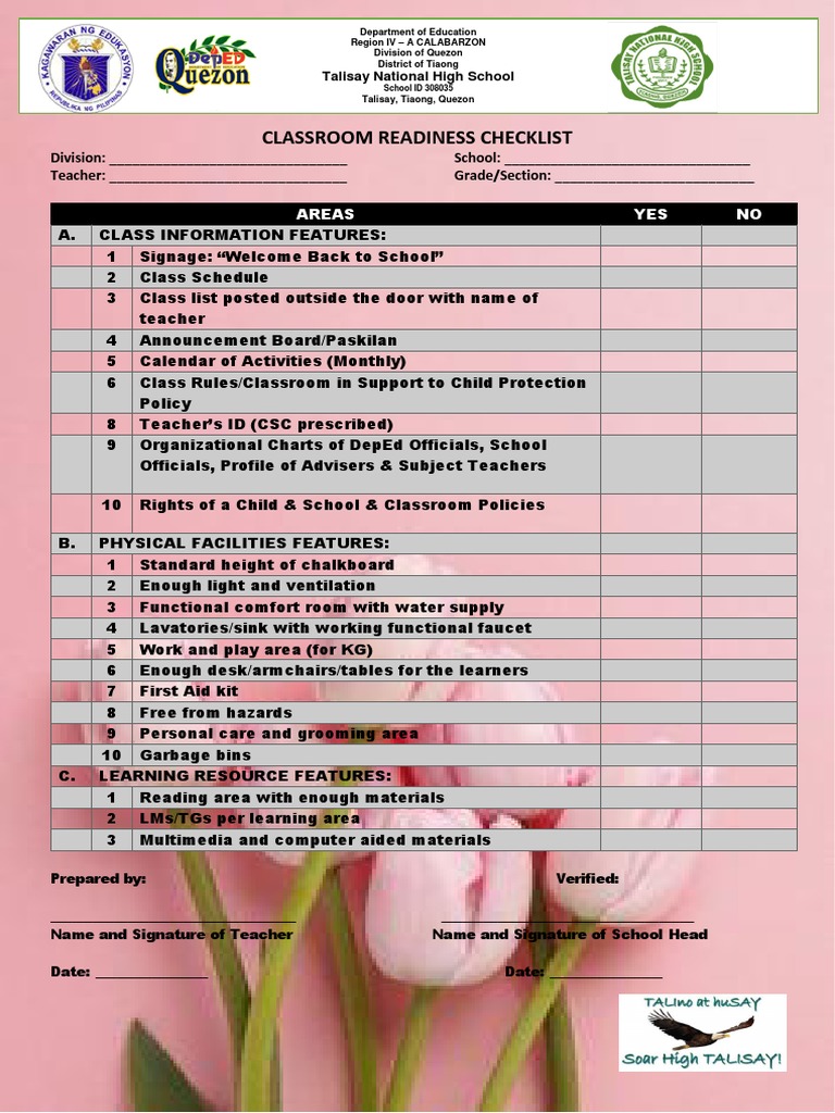 Classroom Readiness Checklist