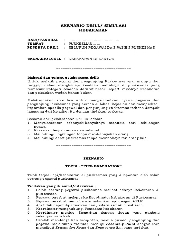 Skenario Drill Kebakaran | PDF