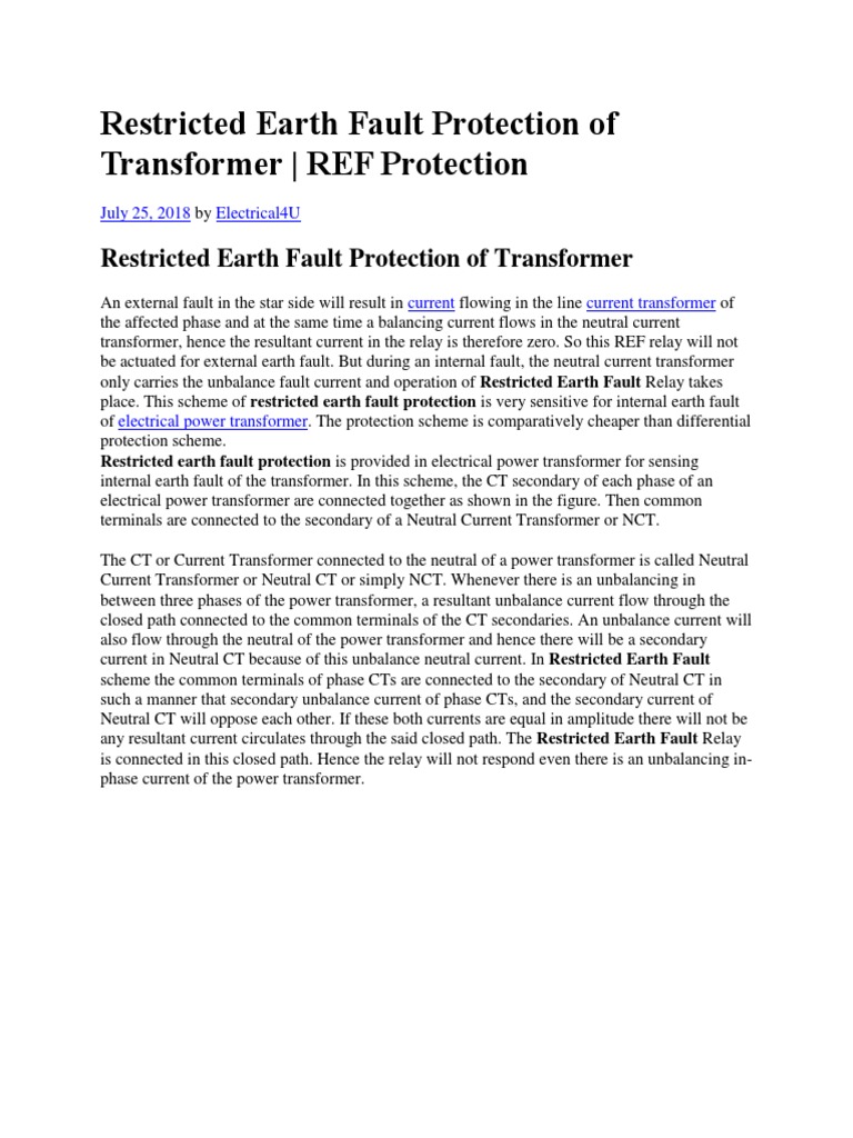 REF Protection of Transformer | PDF