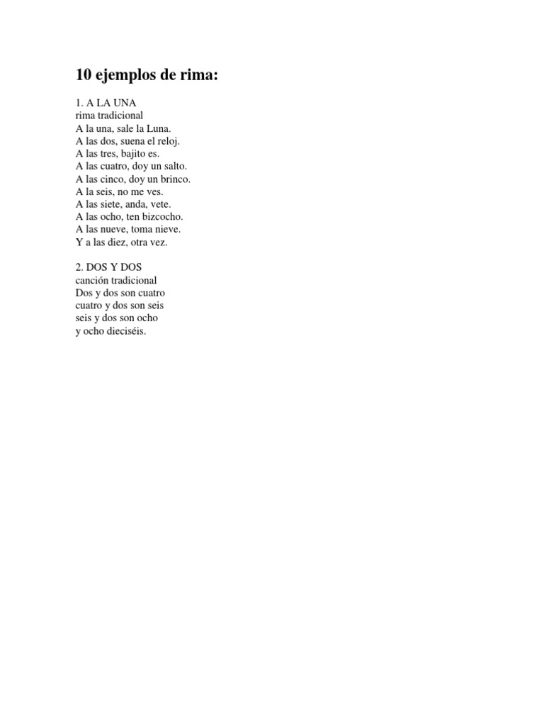 10 Ejemplos de Rima | PDF