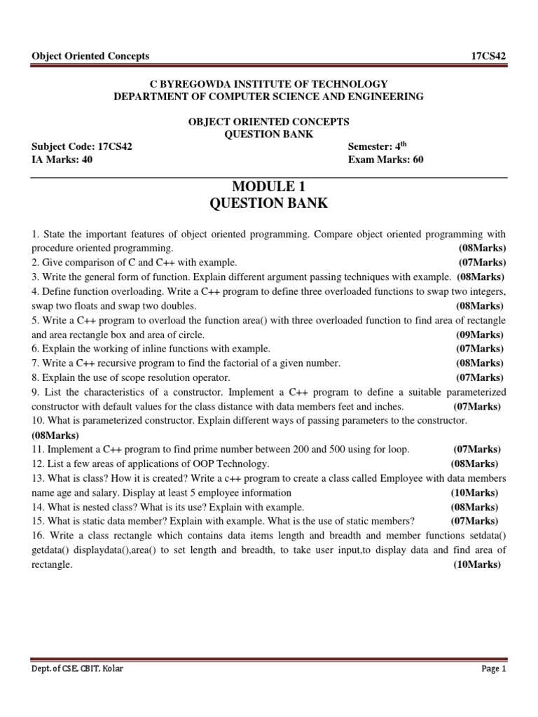 Ooc Modulewise Qp Pdf Method Computer Programming Class Computer Programming 