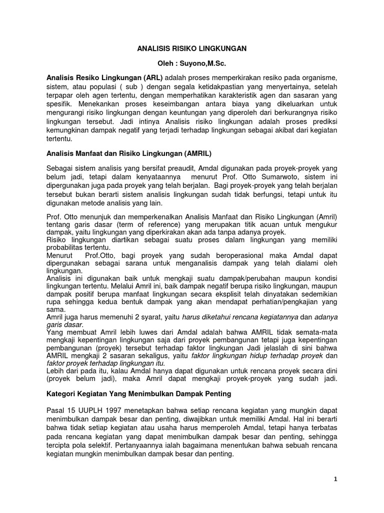 Analisis Resiko Lingkungan | PDF