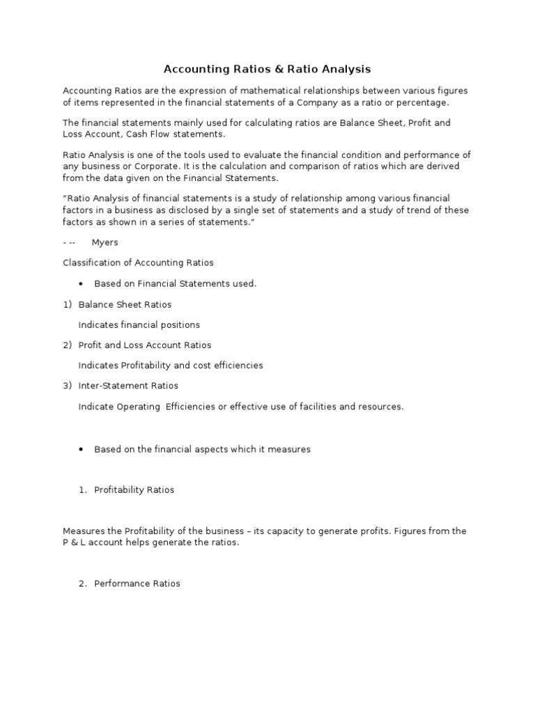 Accounting Ratios & Ratio Analysis | PDF | Financial Ratio | Stocks