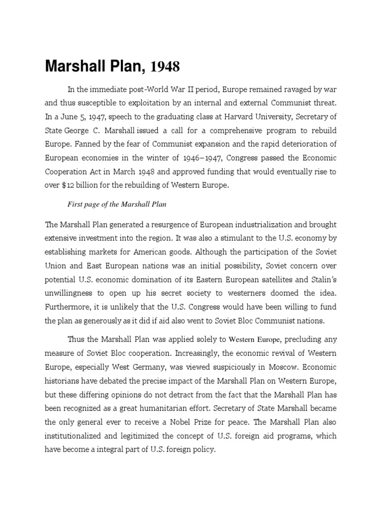 Marshall Plan | PDF
