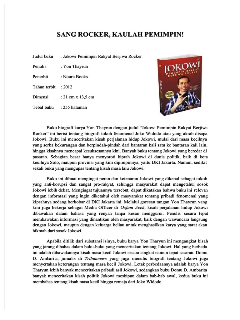 Jokowi Pemimpin Rakyat Berjiwa Rocker | PDF