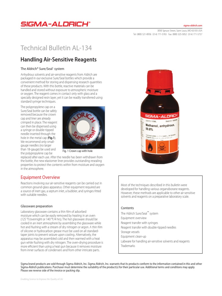 Handling Air-Sensitive Reagents | PDF | Syringe | Chemistry