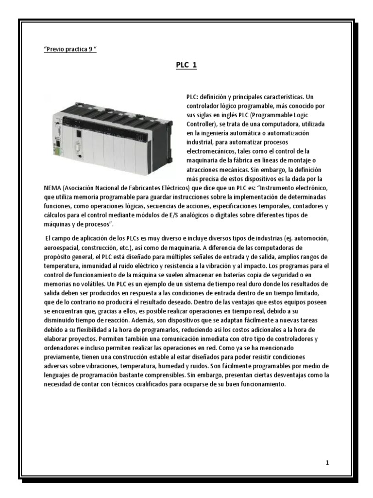Previo Practica 9 PLC | Descargar gratis PDF | Controlador lógico ...
