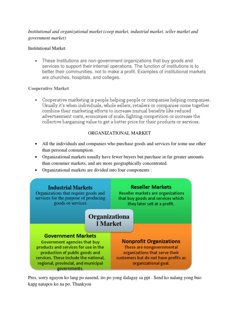 Understanding Institutional and Organizational Markets | PDF