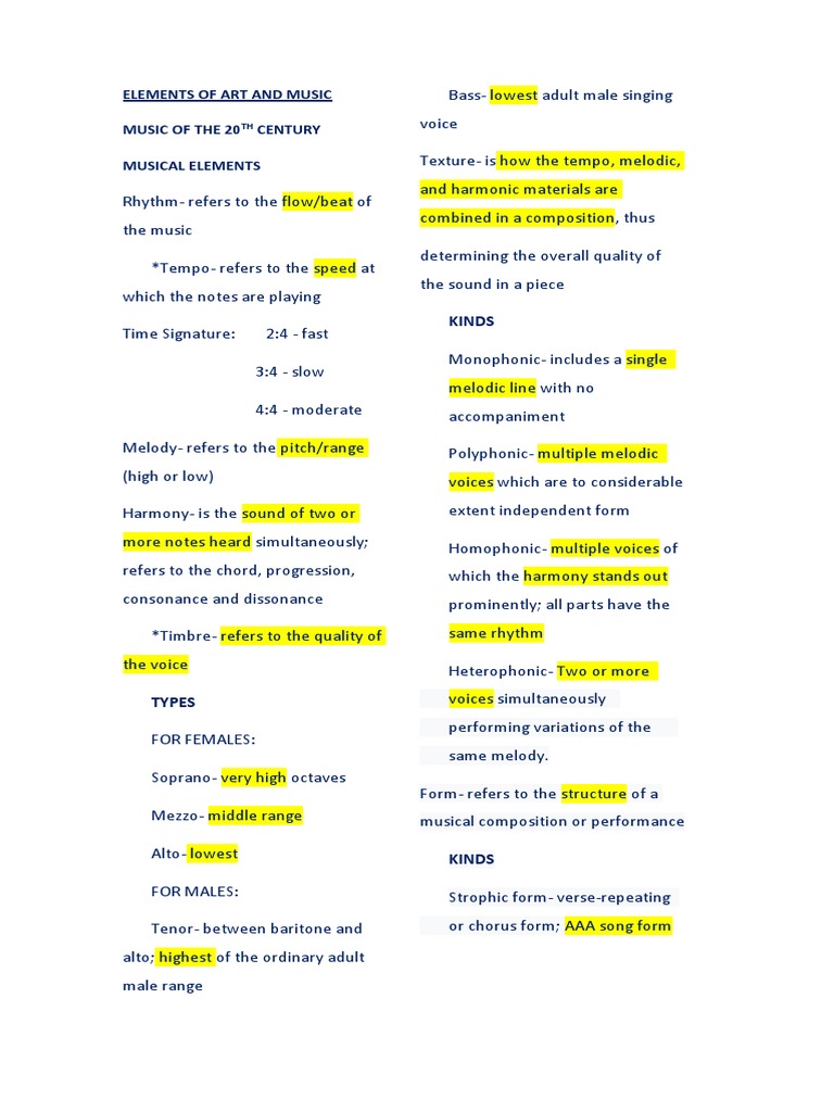 Elements of Art and Music | PDF | Harmony | Color