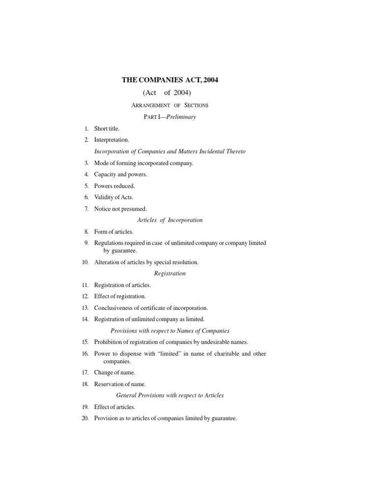 Jamaica Companies Act 2004 | PDF