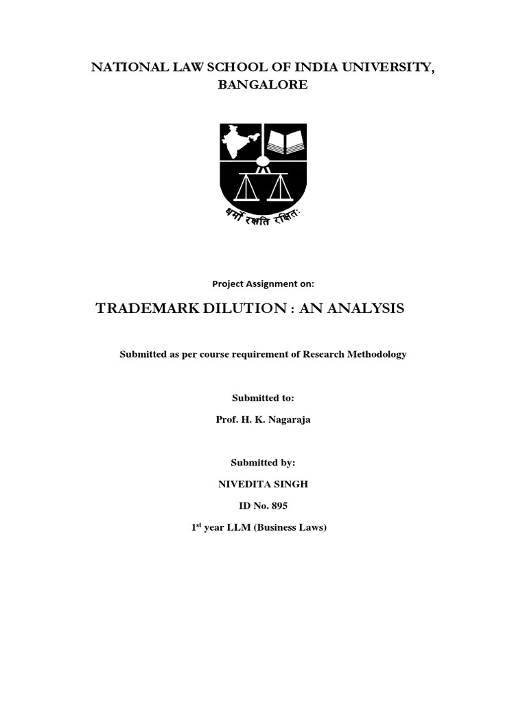 Trademark Dilution: An Analysis: National Law School of India ...