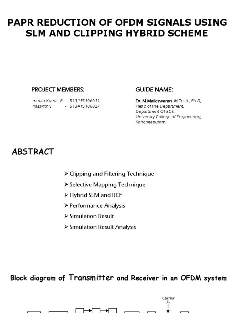 Papr Reduction Of Ofdm Signals Using Slm And Clipping Hybrid Scheme