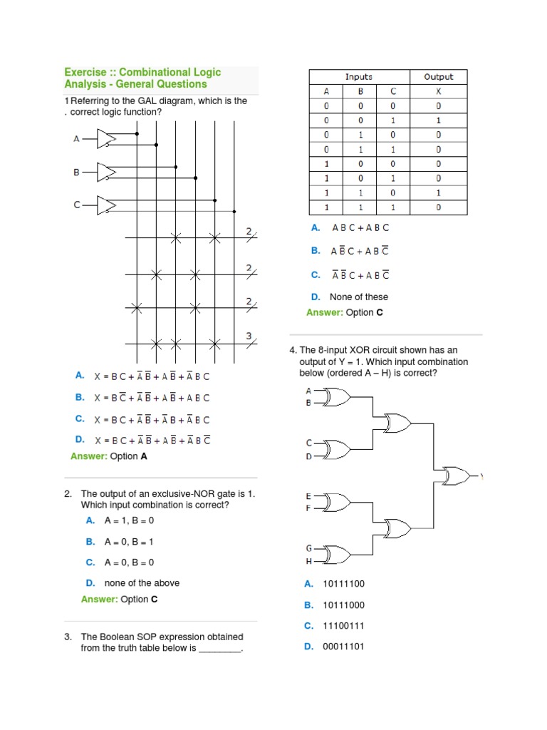 Combinational Logic Analysis | PDF | Logic Gate | Electronics