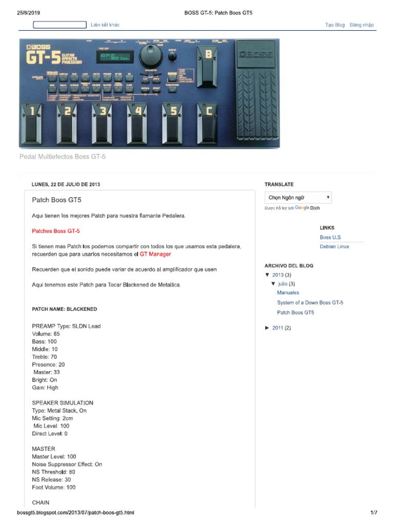 Boss Gt-5 - Patch Boos Gt5 | PDF
