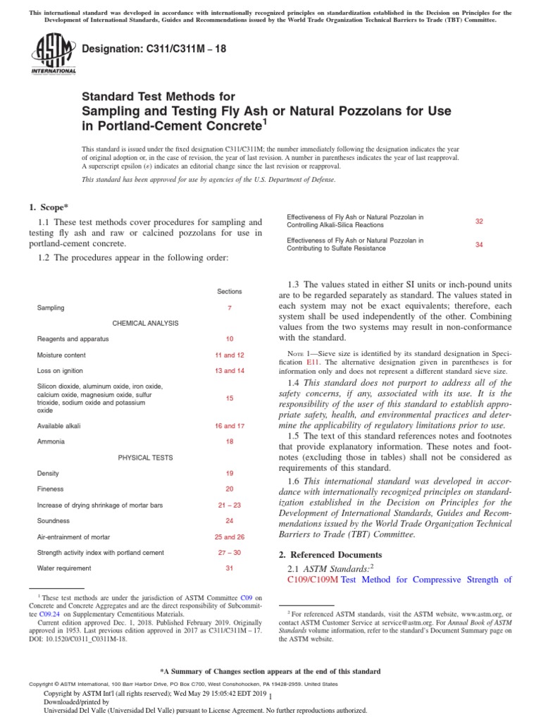 Norma Astm c311 | PDF | Cement | Mortar (Masonry)
