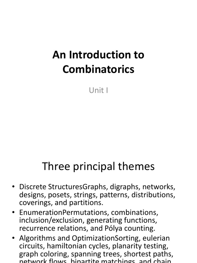 An Introduction To Combinatorics: Unit I | PDF | Vertex (Graph Theory) | Combinatorics