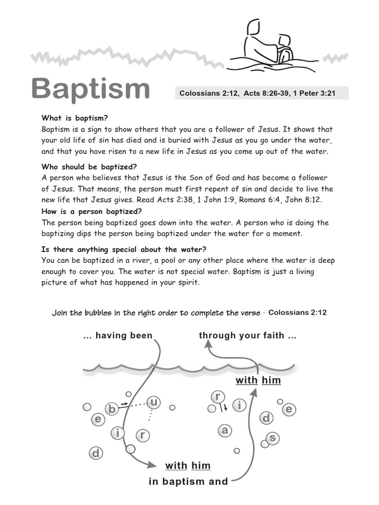 Baptism Activity Sheet PDF | PDF | Baptism | Christian Belief And Doctrine